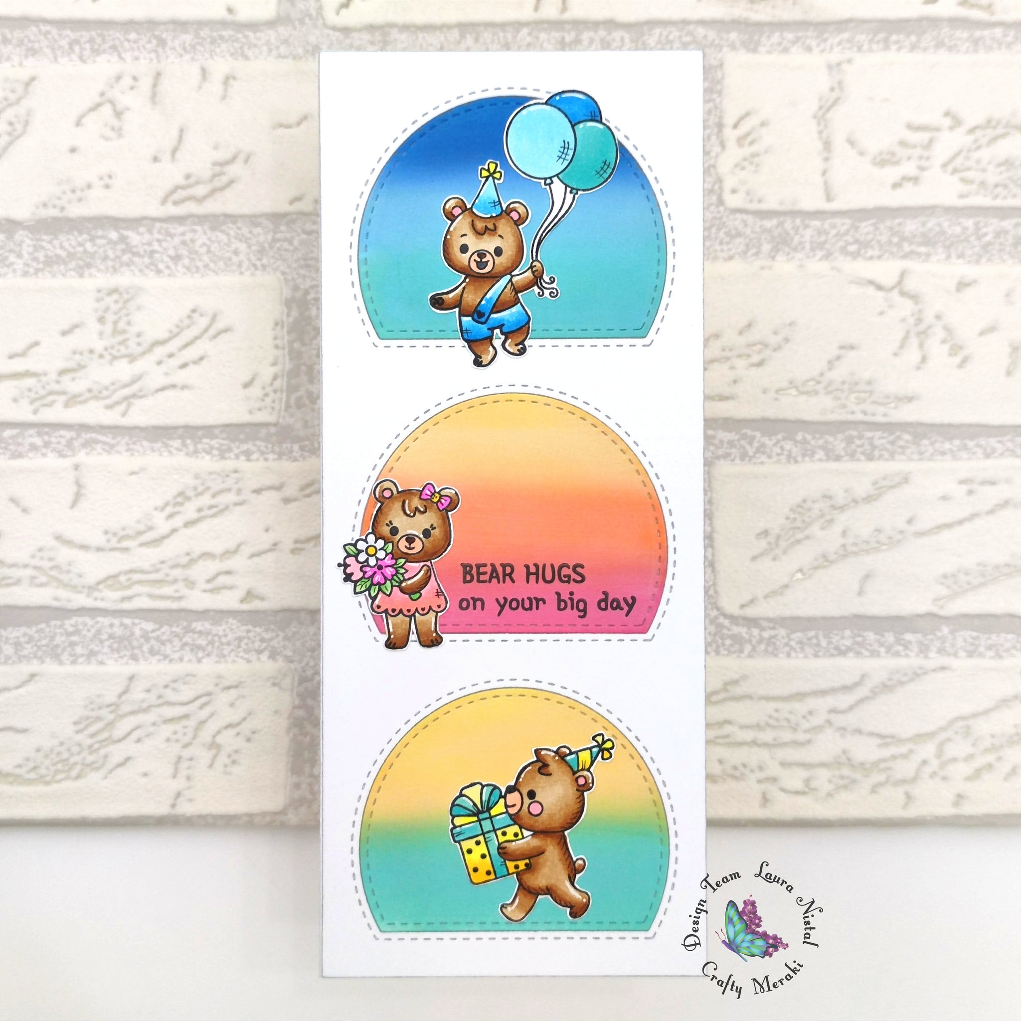 Birthday bears slimline card by Laura